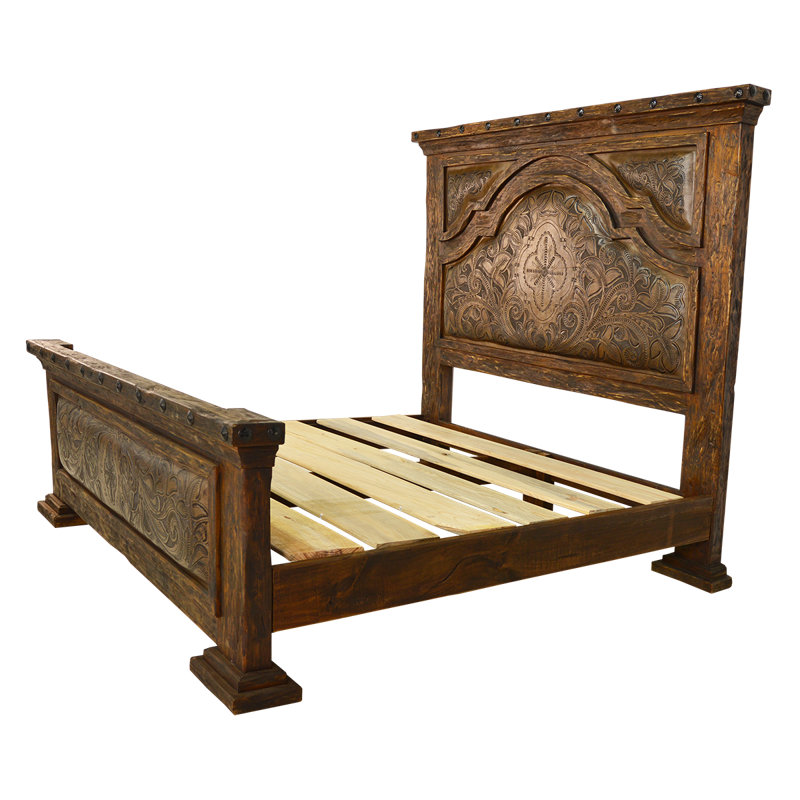 Astoria Grand Old World Western Hand-tooled Leather Bed - Wayfair Canada