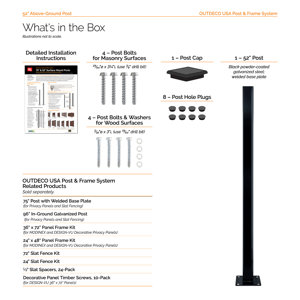 OUTDECO 52 In. Above Ground Galvanized Steel Fence Post With Welded ...
