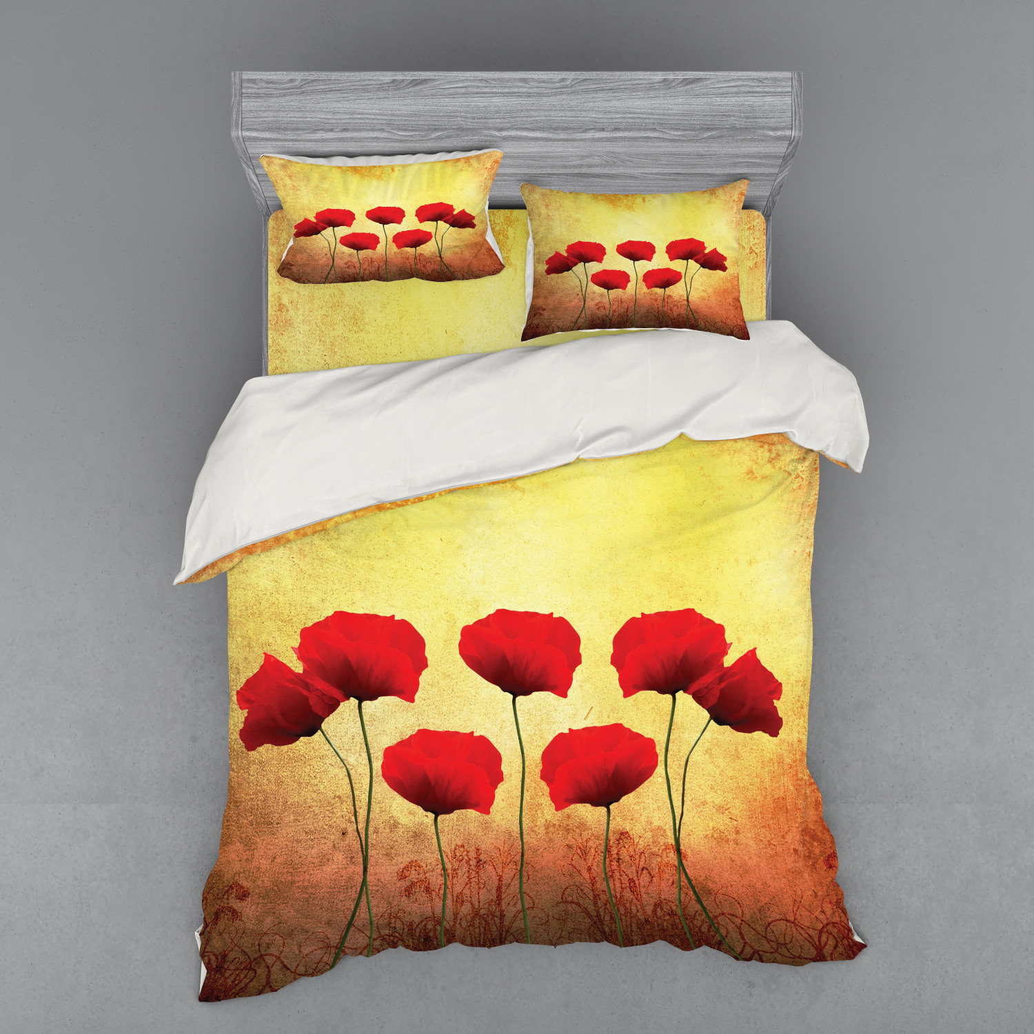 Ambesonne Scarlet/Pale Yellow Microfiber Modern & Contemporary Duvet ...