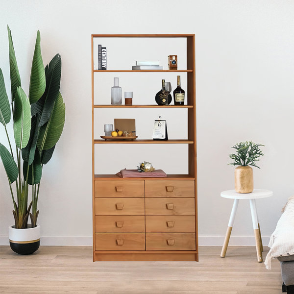 LORENZO Solid Wood Modern Simple Bookcases Shelves Storage Bookcase ...