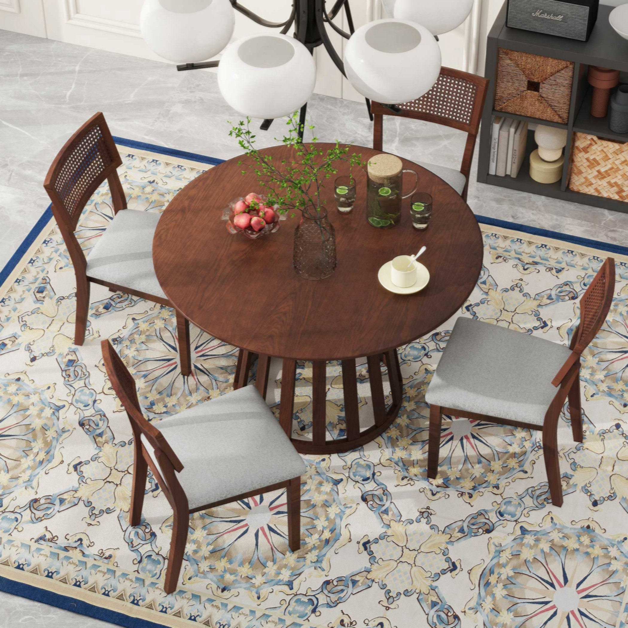 Red Barrel Studio 5-Piece Retro Dining Set With 1 Round Dining Table ...