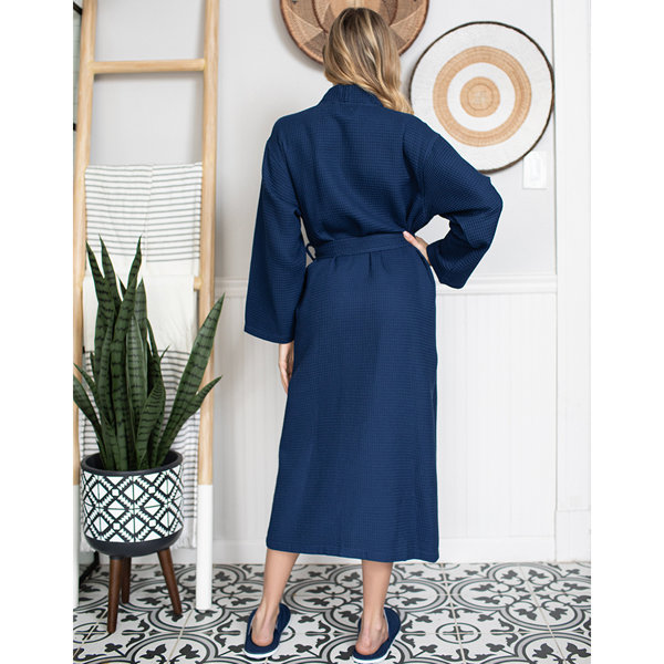 LOTUS LINEN Waffle Kimono Lightweight Robes - Cotton Bath Robe ...