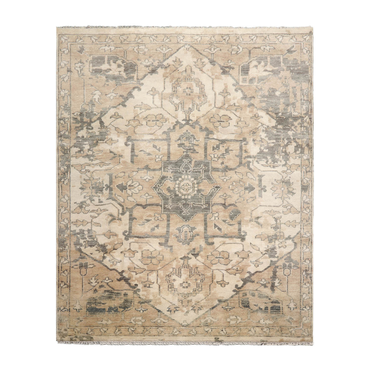 Oriental Rug of Houston Rectangle Hand Knotted Wool Area Rug in Beige ...
