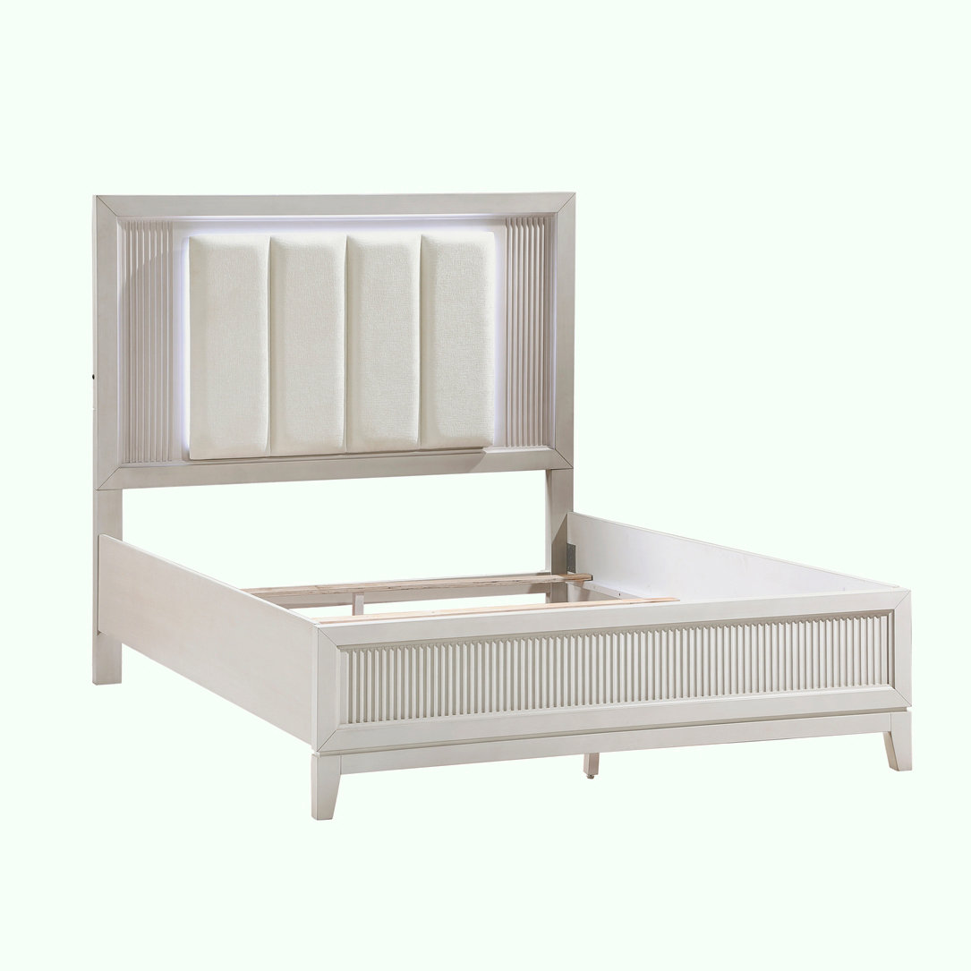 Brayden Studio® King Bed with LED Headboard Upholstered Cushion | Wayfair