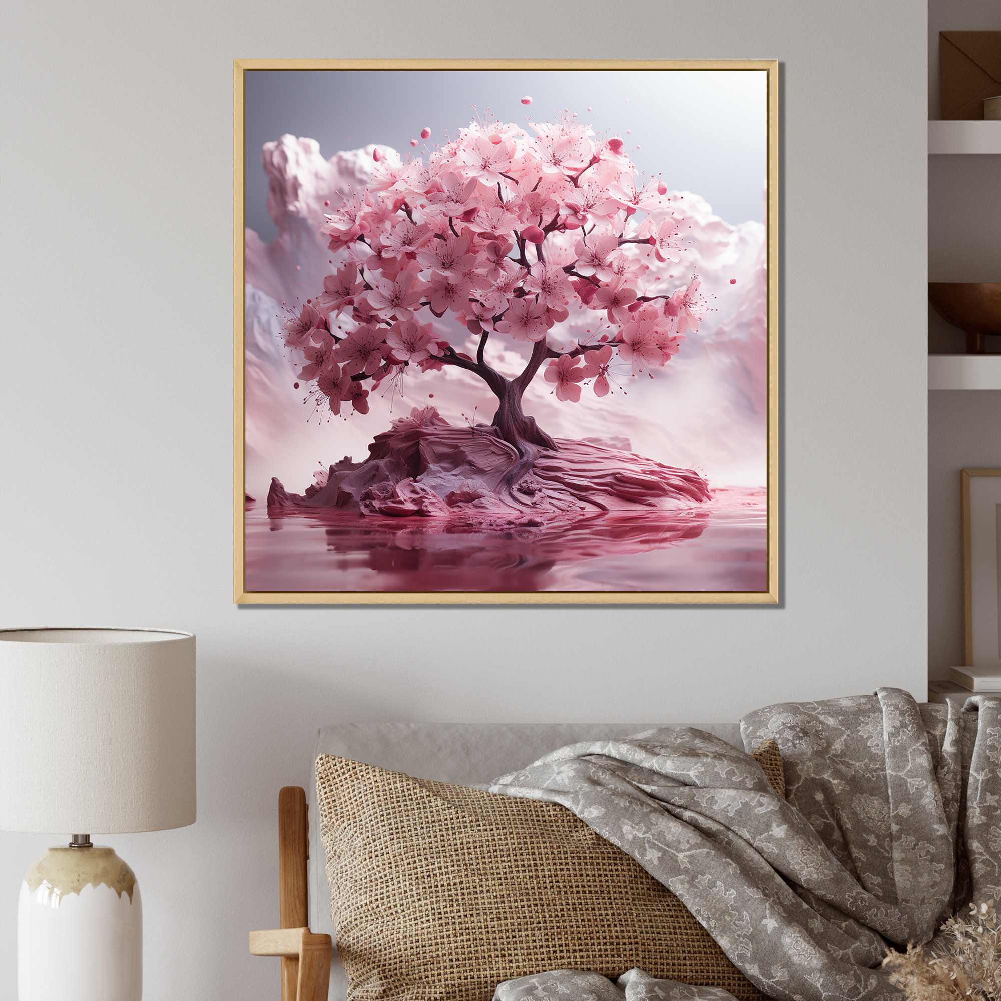 Winston Porter Pink Reflective Cherry Tree Blossoms - Tree Cherry ...