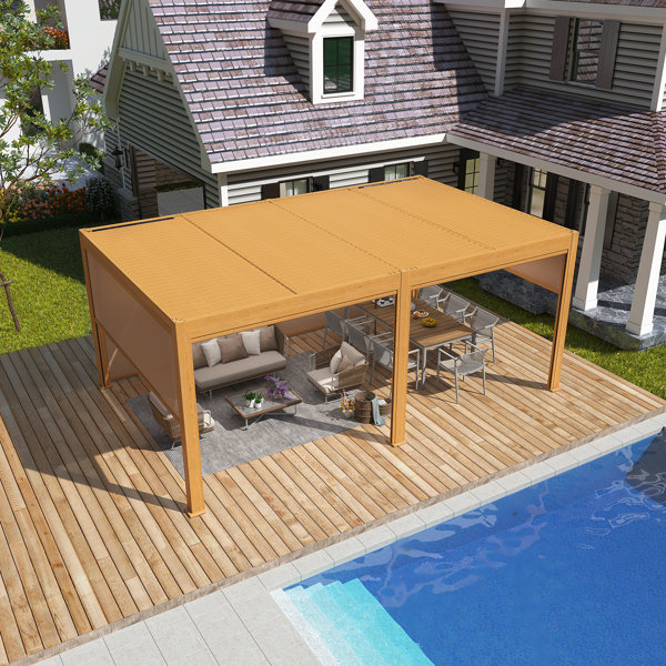 Erommy 20 Ft. W x 12 Ft. D Outdoor Louvered Pergola With Auto ...