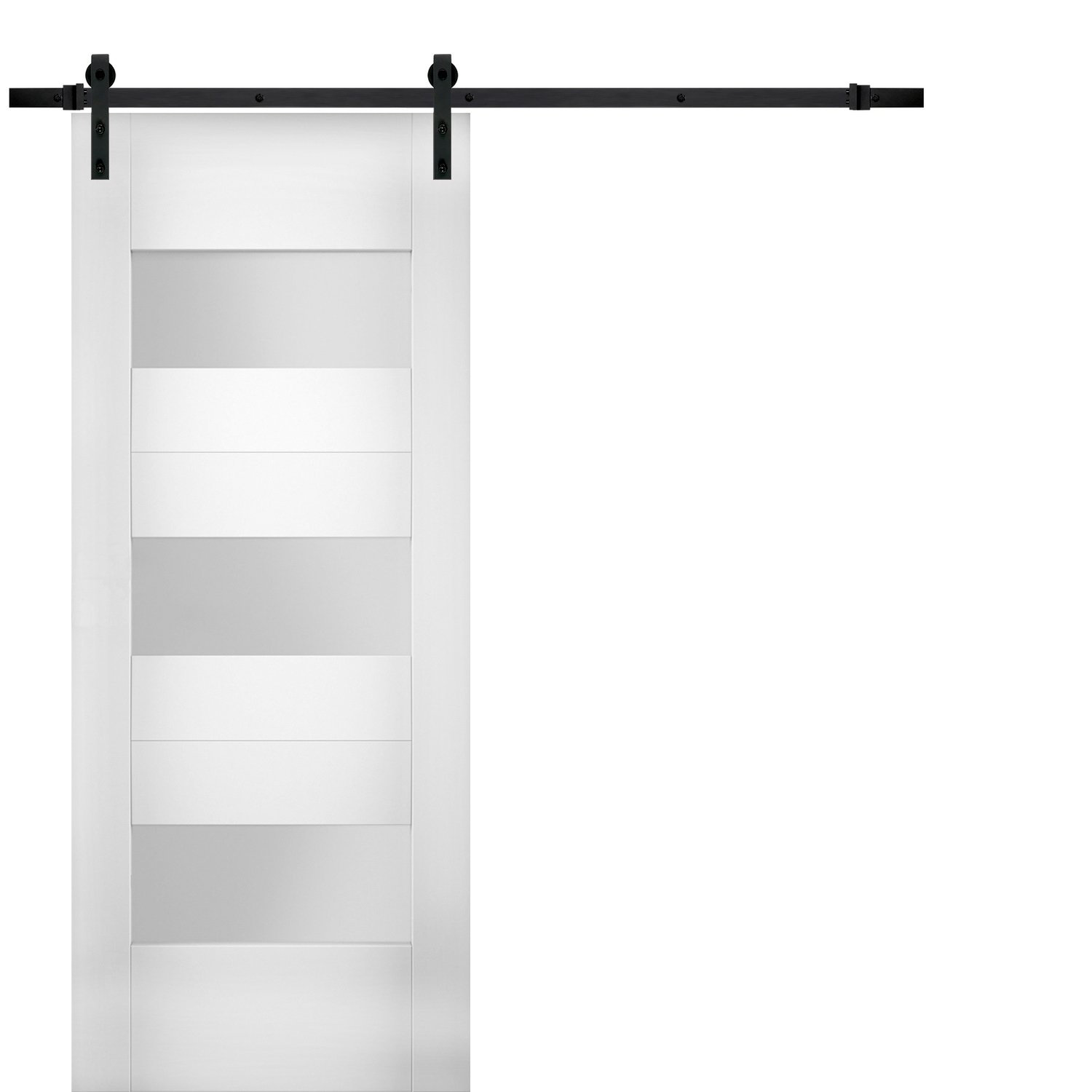 VDomDoors Sete Frosted Glass Barn White Door with Installation Hardware ...