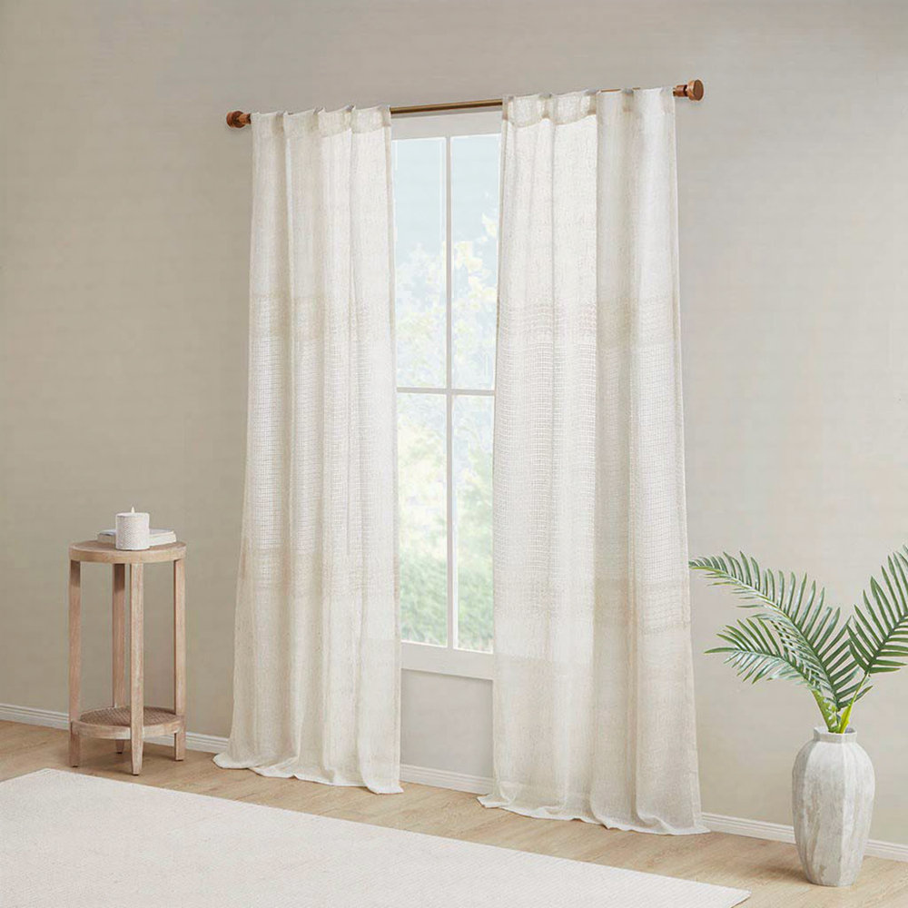 Dakota Fields Yarn Dye Sheer Curtain Panel Pair (2 Pcs Window Panels ...