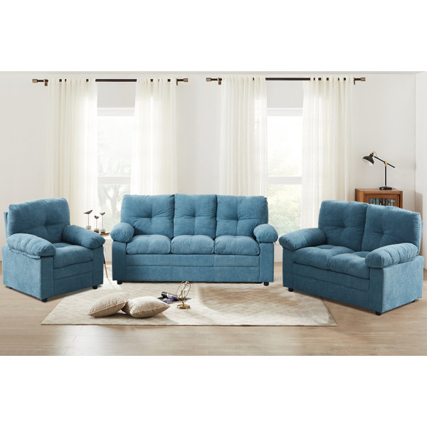 Wildon Home® 3-piece Living Room Sofa Set With Sofa Loveseat And Chair ...