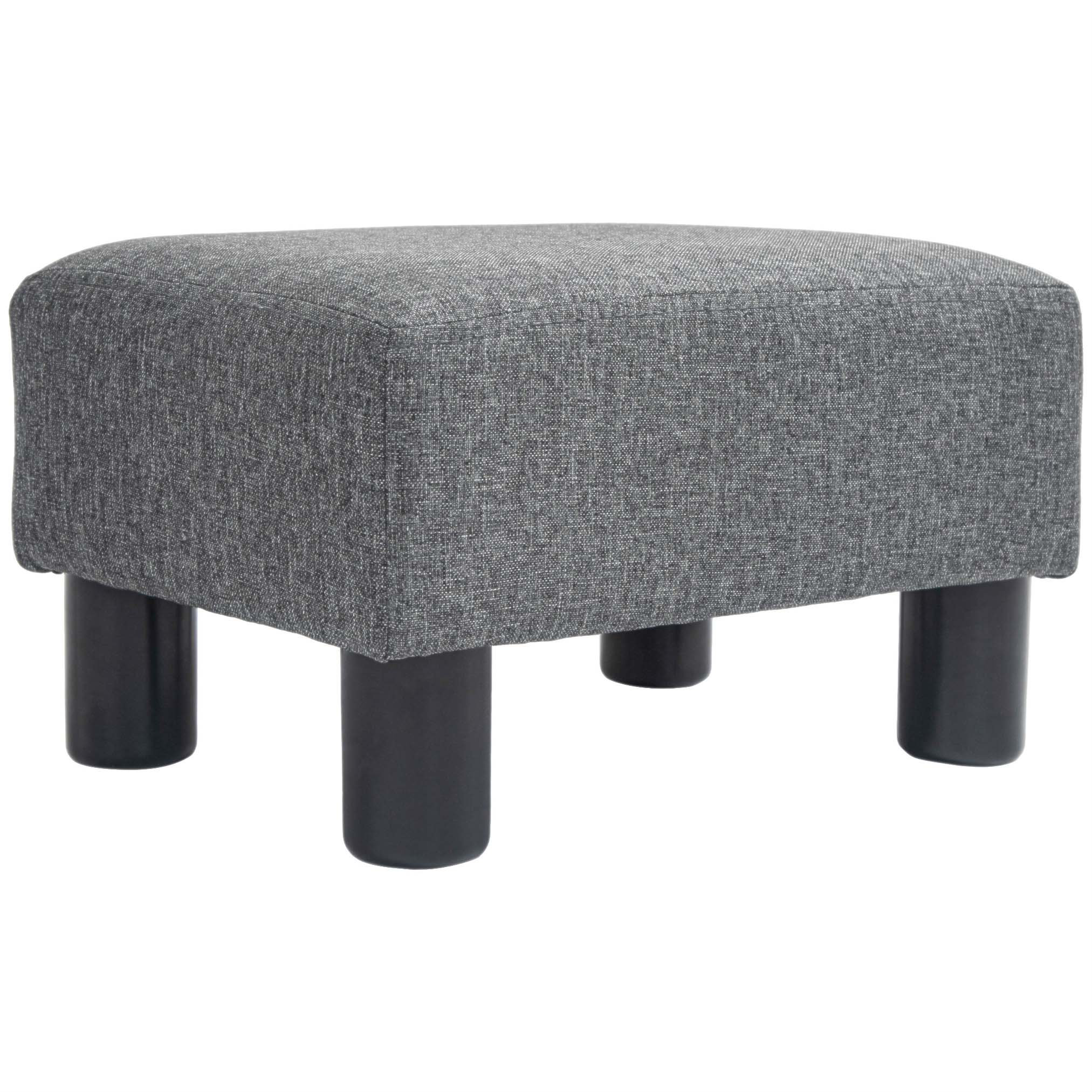Ebern Designs Compact Beige Linen Ottoman Foot Rest, Small Cube Stool ...