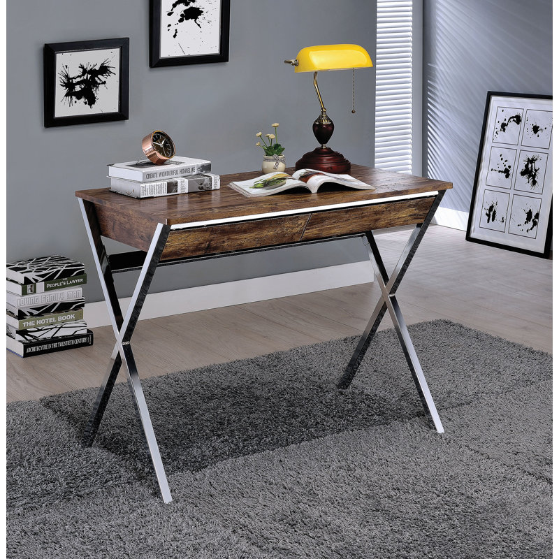 Trent Austin Design® Callers Desk, Weathered Oak & Chrome 92340 | Wayfair
