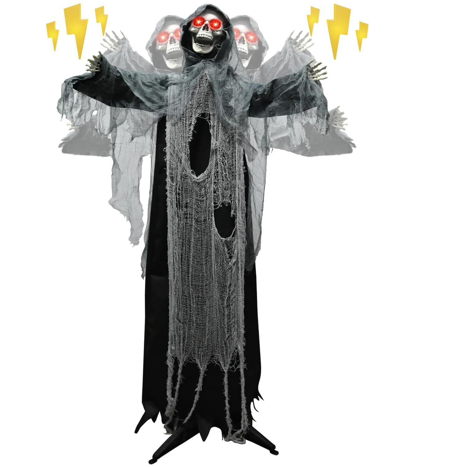 The Holiday Aisle® 7FT Life Size Skeleton Reaper Halloween Animatronic ...