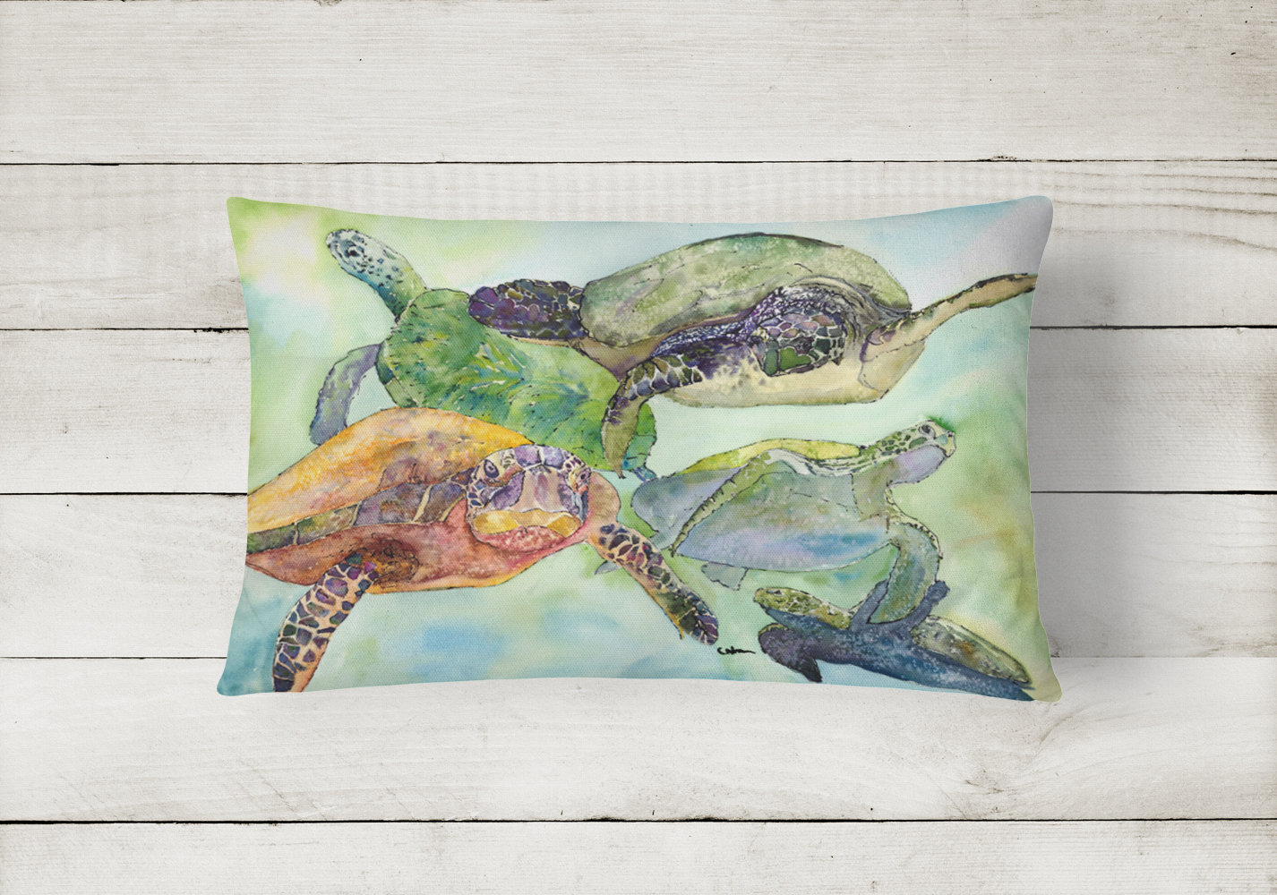 Caroline's Treasures Turtle Turtle Indoor/Outdoor Throw Pillow ...