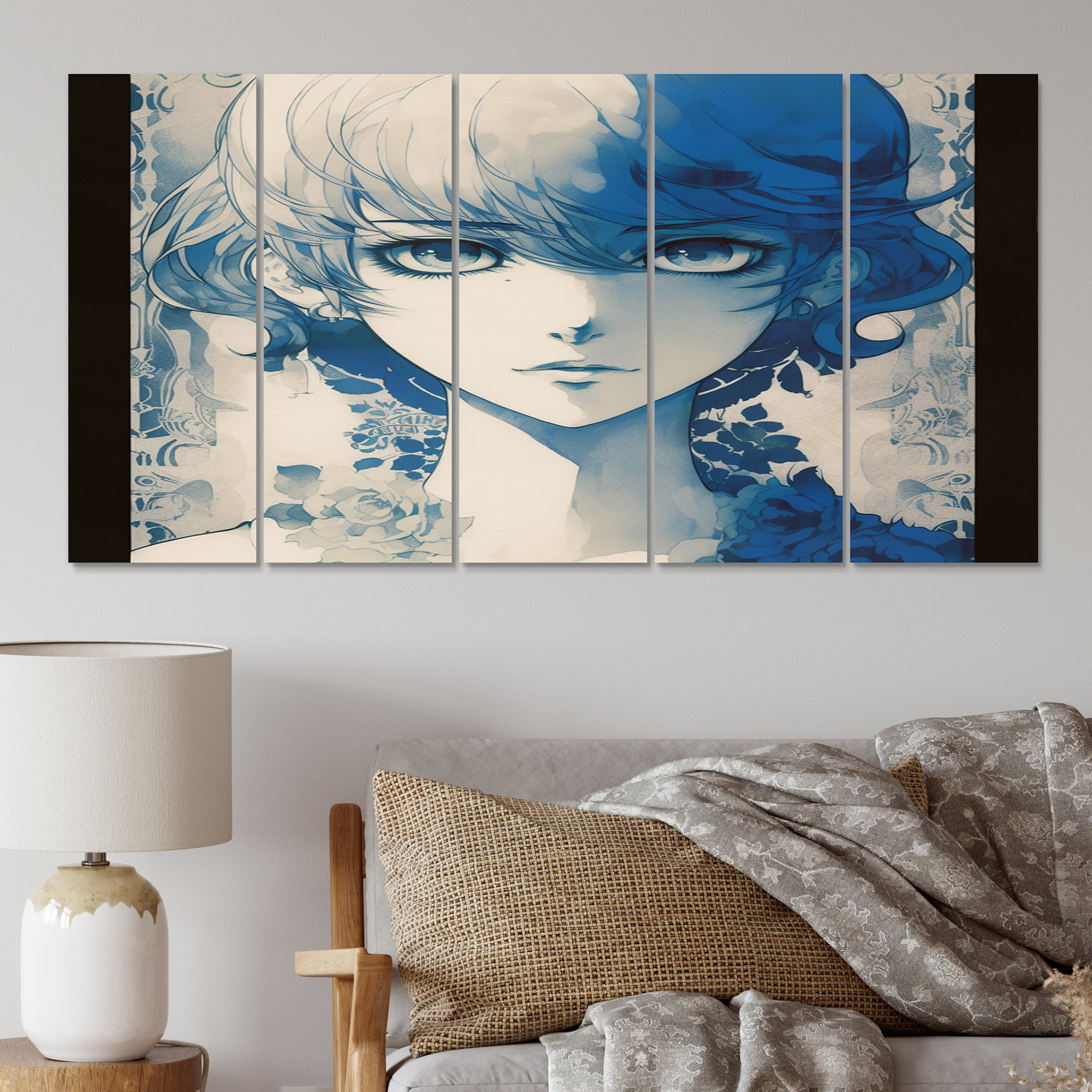 Lark Manor Anime Portrait Young Woman Magical Blue Eyes - Man Canvas ...