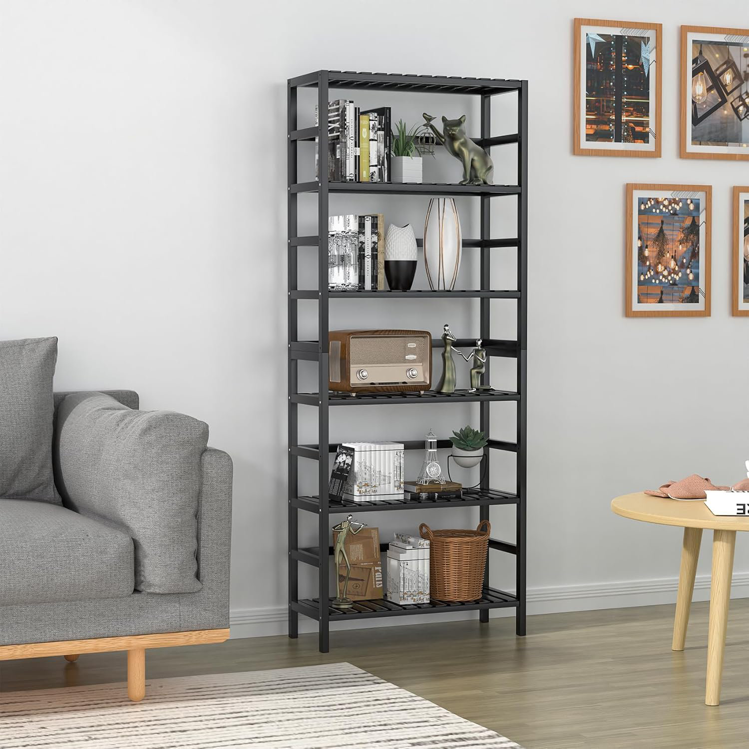 SOCTAN The 6-Tier Bamboo Shelf,Bamboo Storage Shelving Unit - Wayfair ...
