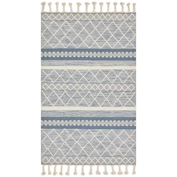 Union Rustic Isidore Hand-Knotted Wool Blue/Gray/Beige Area Rug | Wayfair