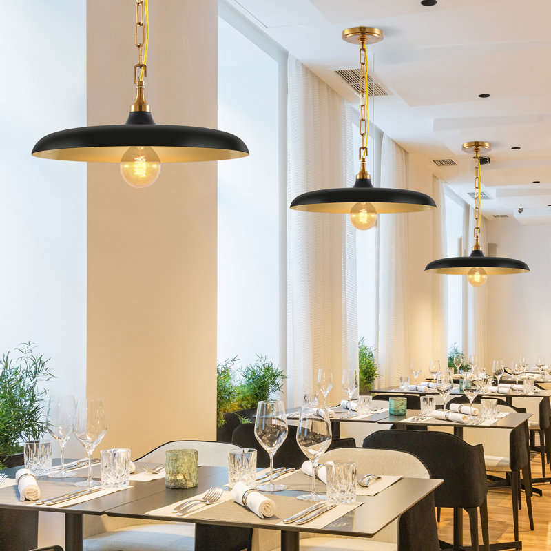 House of Hampton® Julyn Farmhouse Pendant Light, 17" Dome Black Large ...