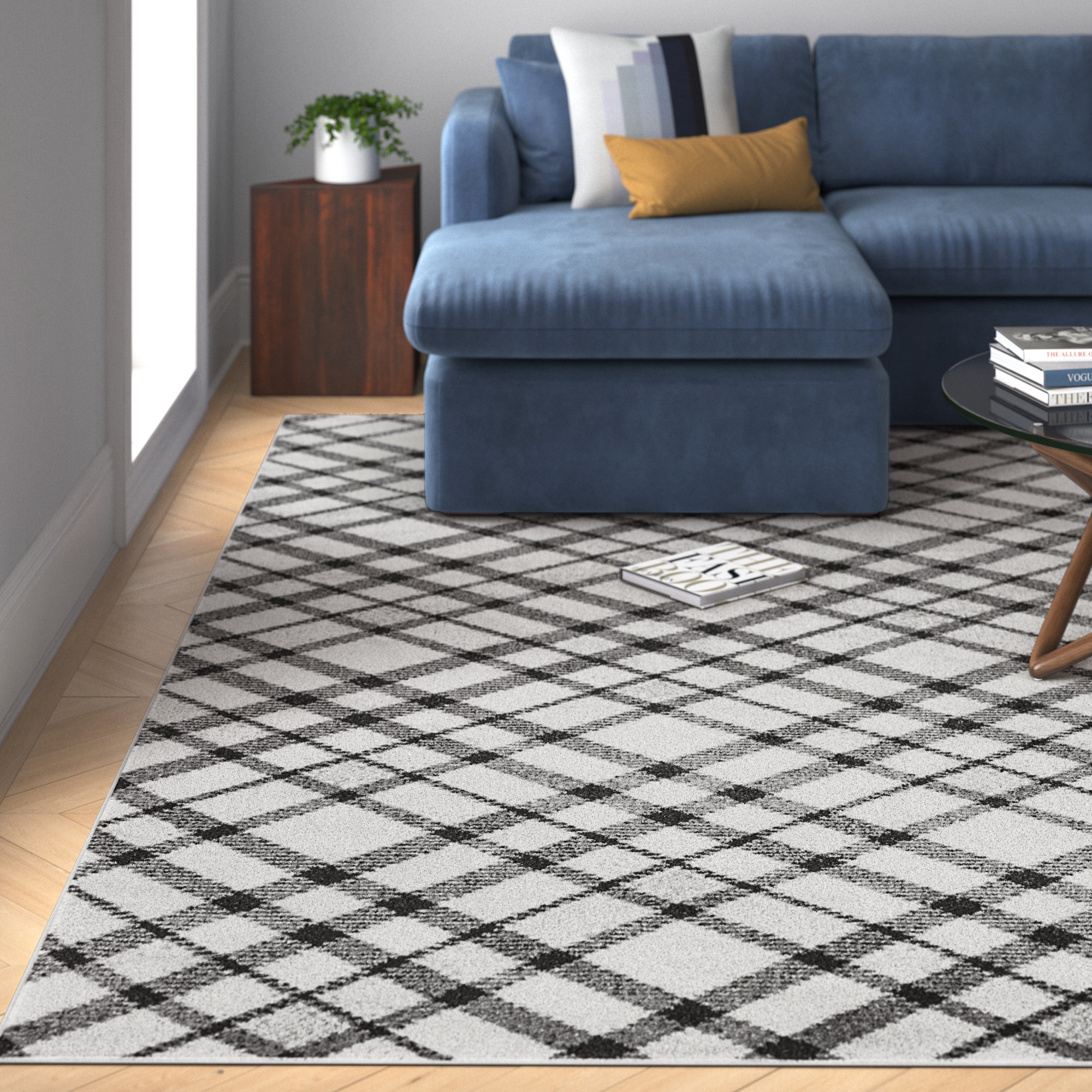 Mercury Row® Linda Machine Washable Plaid Area Rug & Reviews | Wayfair