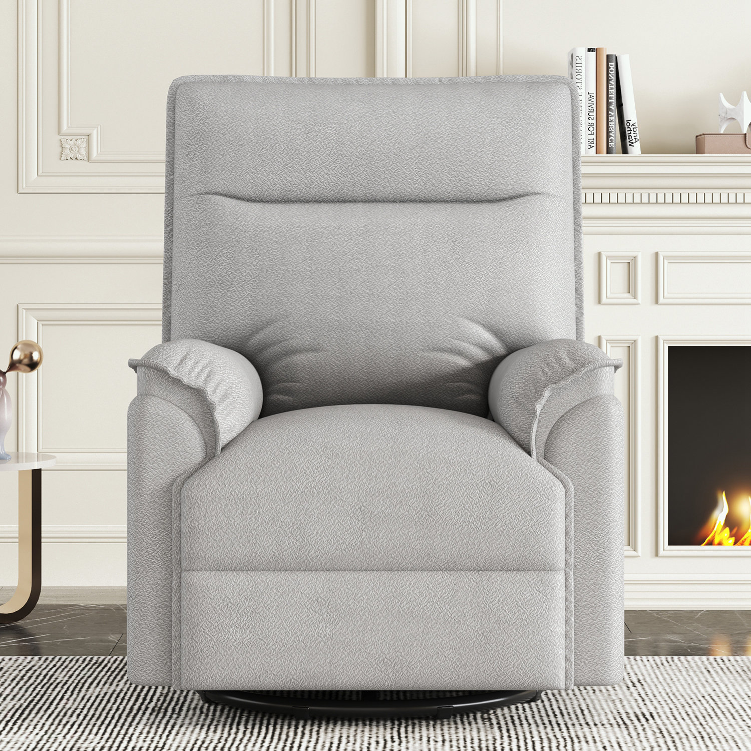Latitude Run® Swivel linen Recliner with metal base - Wayfair Canada