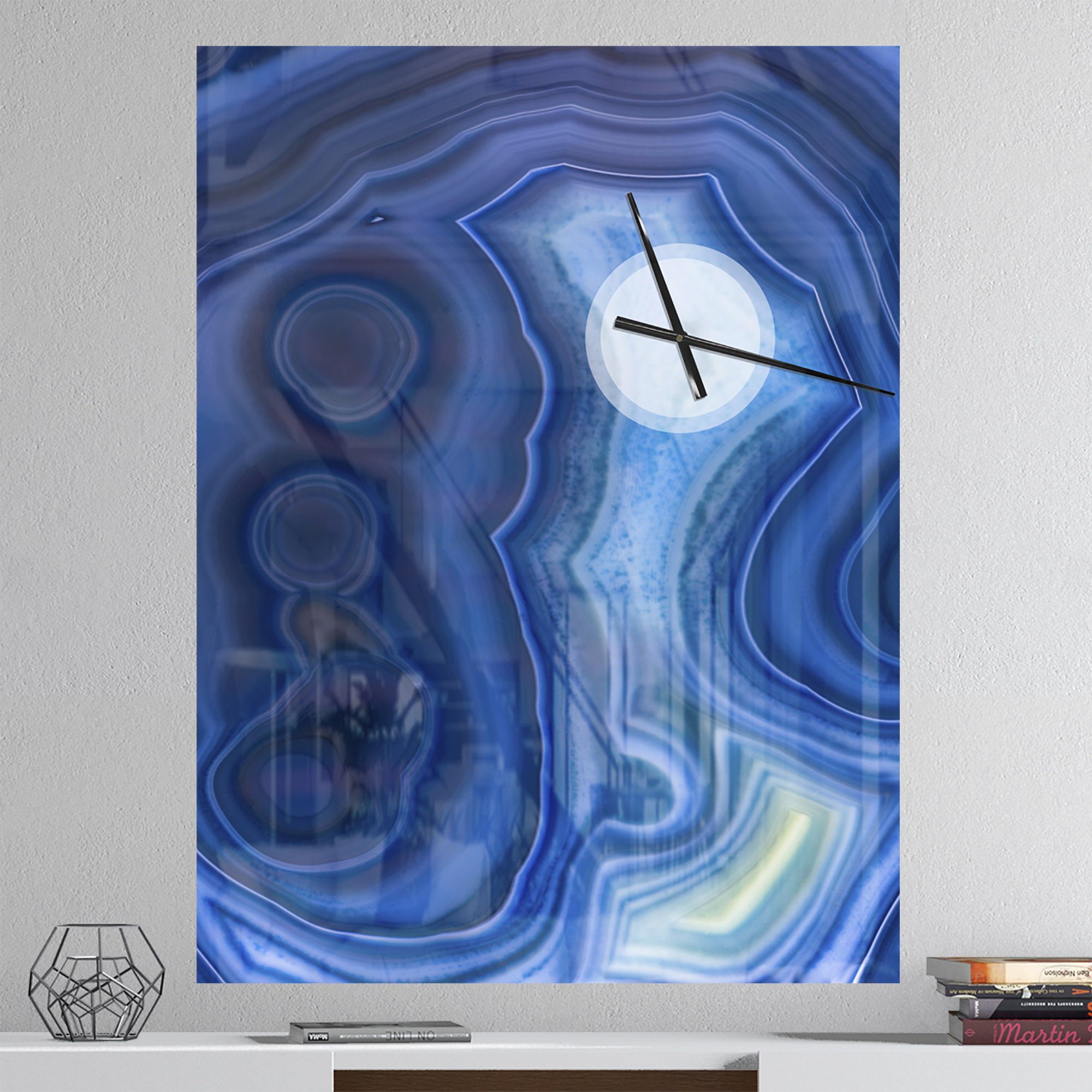 East Urban Home Blue Agate Stone Design - Modern wall clock | Wayfair