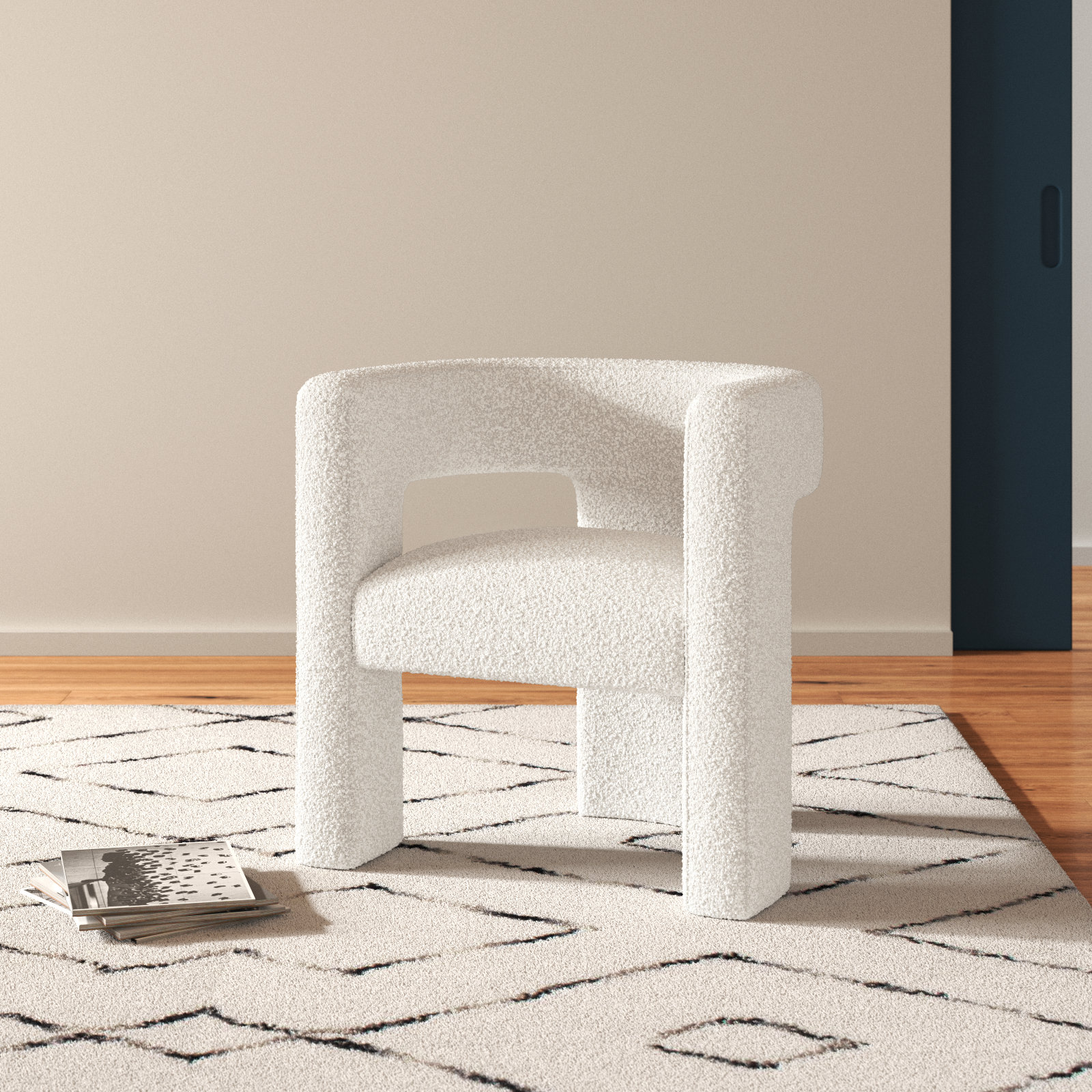 Wade Logan® Brycie 28" Wide Boucle Upholstered Square Armchair ...