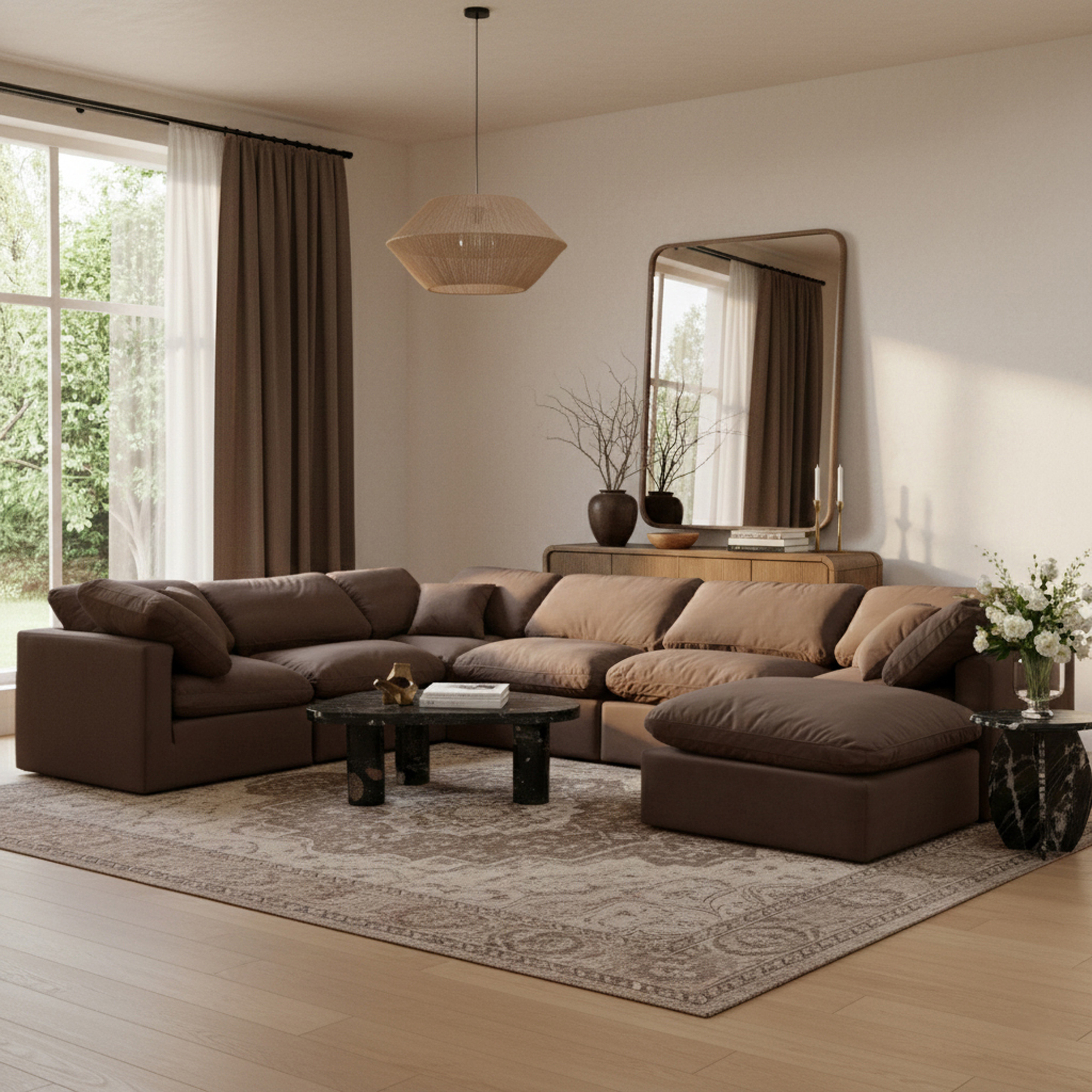 Wrought Studio Itala Velvet Upholstered 7-Piece U-Shaped Modular ...