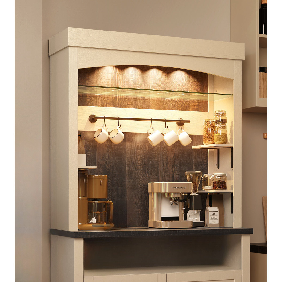 Wrought Studio™ Coffee Bar Cabinet With Storage, 72" Buffet Cabinet ...