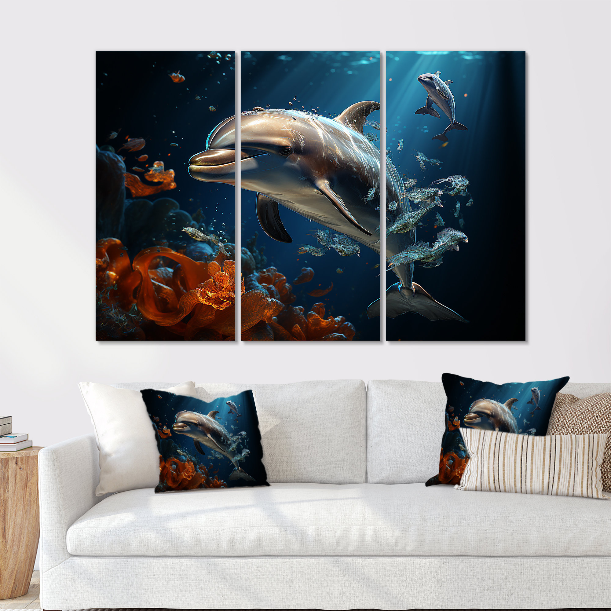 Beachcrest Home™ Dolphin Eternal Dance II - Animals Dolphin Canvas Wall ...