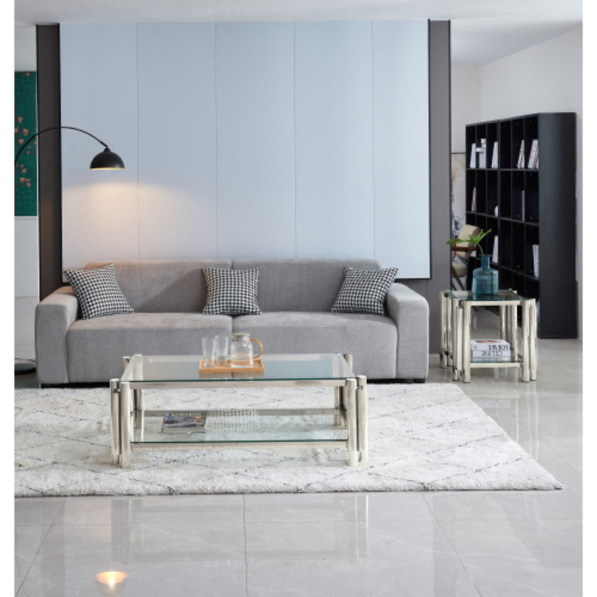 Orren Ellis Modern Stainless Steel Coffee Table Set (2 pcs), Double ...