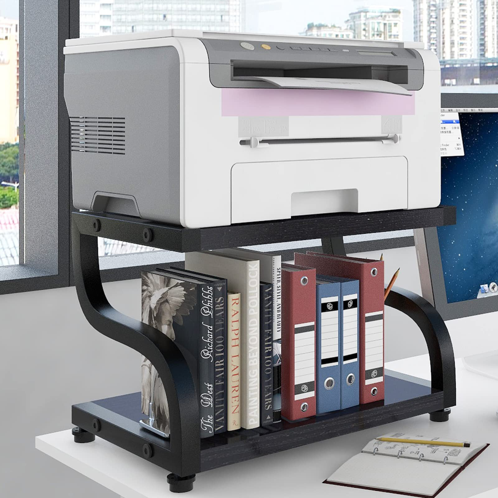 COAHAHA 2-Tier Desktop Printer Stand, Sturdy & Durable Metal Frame ...