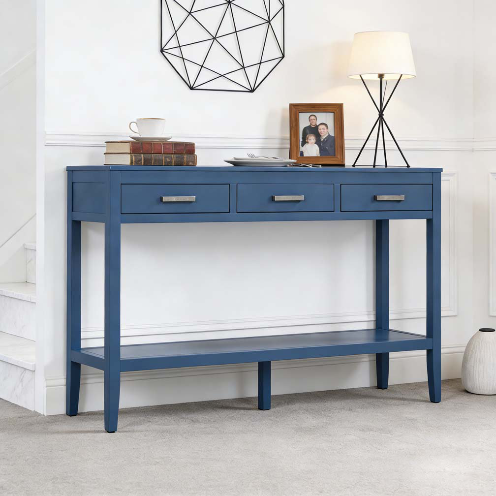 Latitude Run® 62.2'' Farmhouse Entryway Table with 3 Drawers, Painted ...