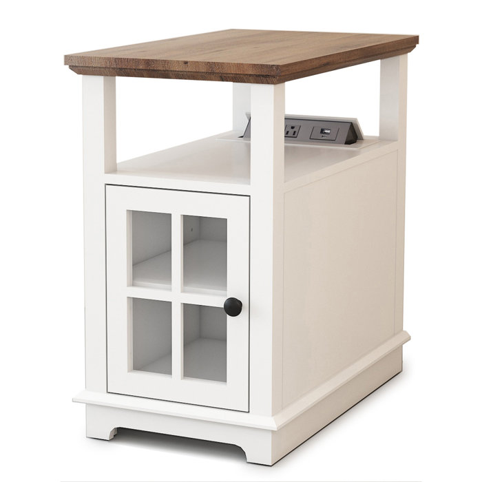 Red Barrel Studio® Boxley Tray Top End Table and Built-In Outlets ...