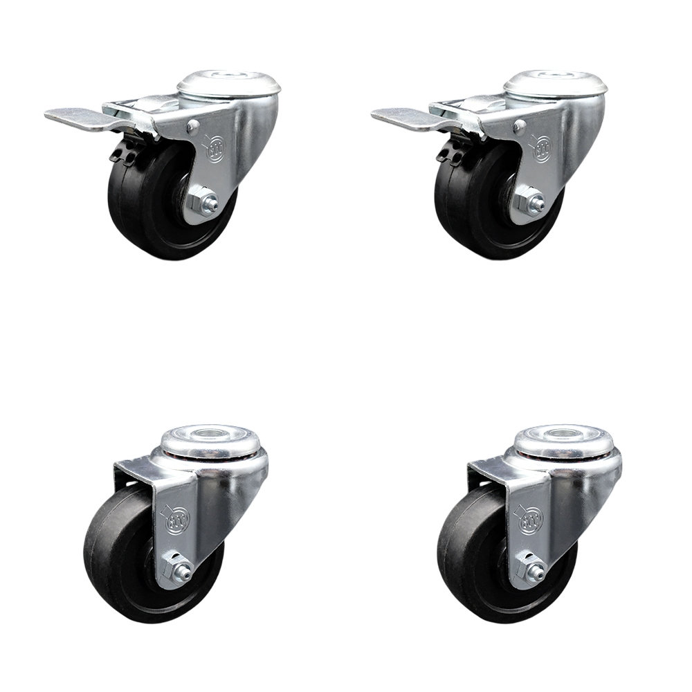 Service Caster SS Soft Rubber Swivel Bolt Hole Caster Set with 2 Total ...