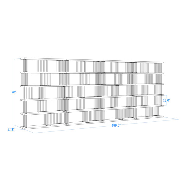 mylotus-home 70" H x 189" W Iron Library Bookcase | Wayfair