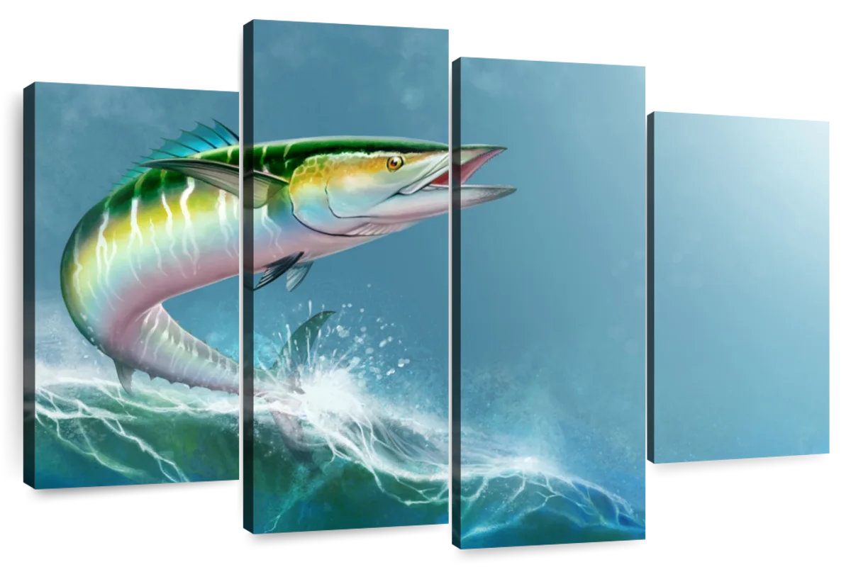 Ebern Designs Brampt Wave Riding Wahoo Fish | Wayfair