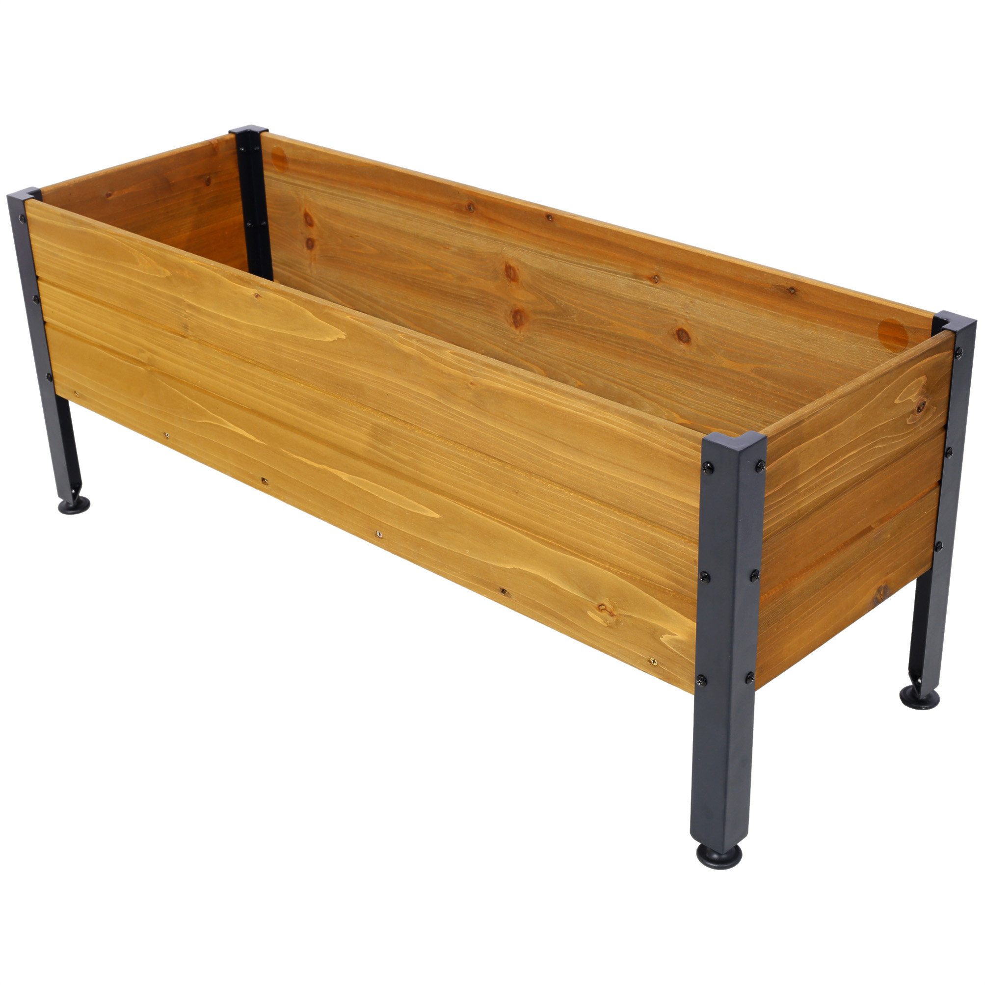 Millwood Pines Wooden Rectangular Garden Planter Box For Outdoor Plants ...
