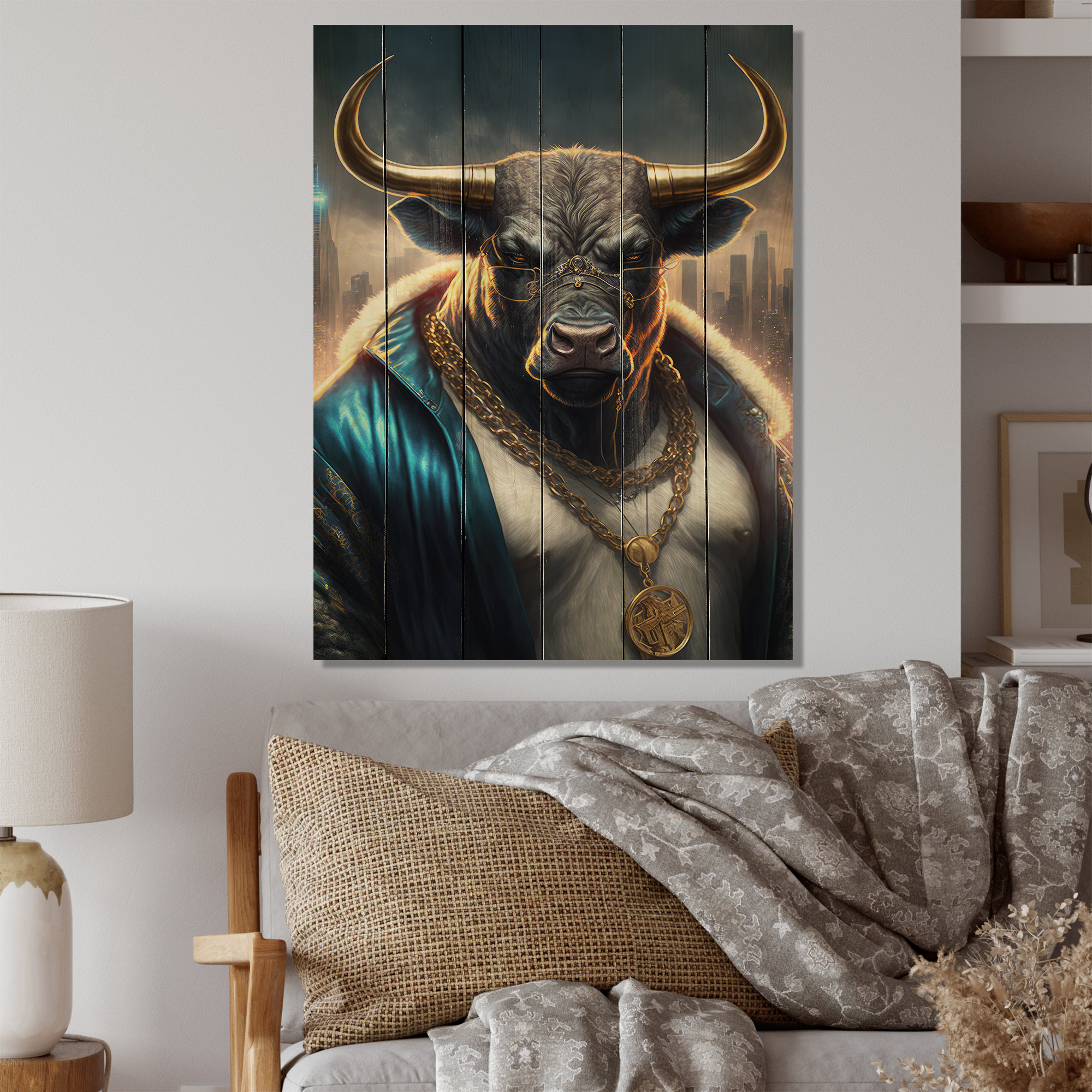 Trinx Hamwi Taurus Gangster In NYC III - Unframed Print on Wood | Wayfair