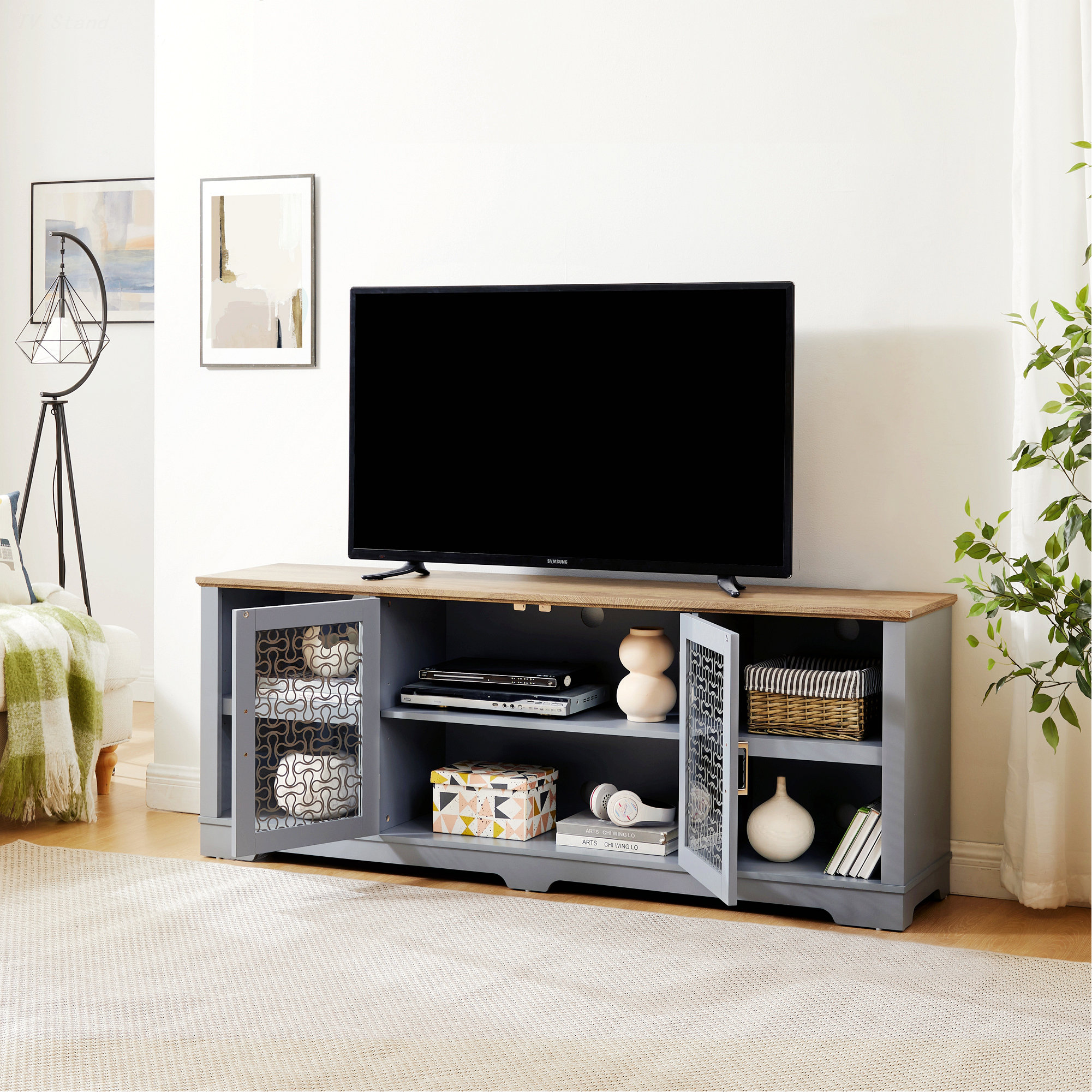 George Oliver Farmhouse TV Media Stand, Entertainment Console For TV Up ...