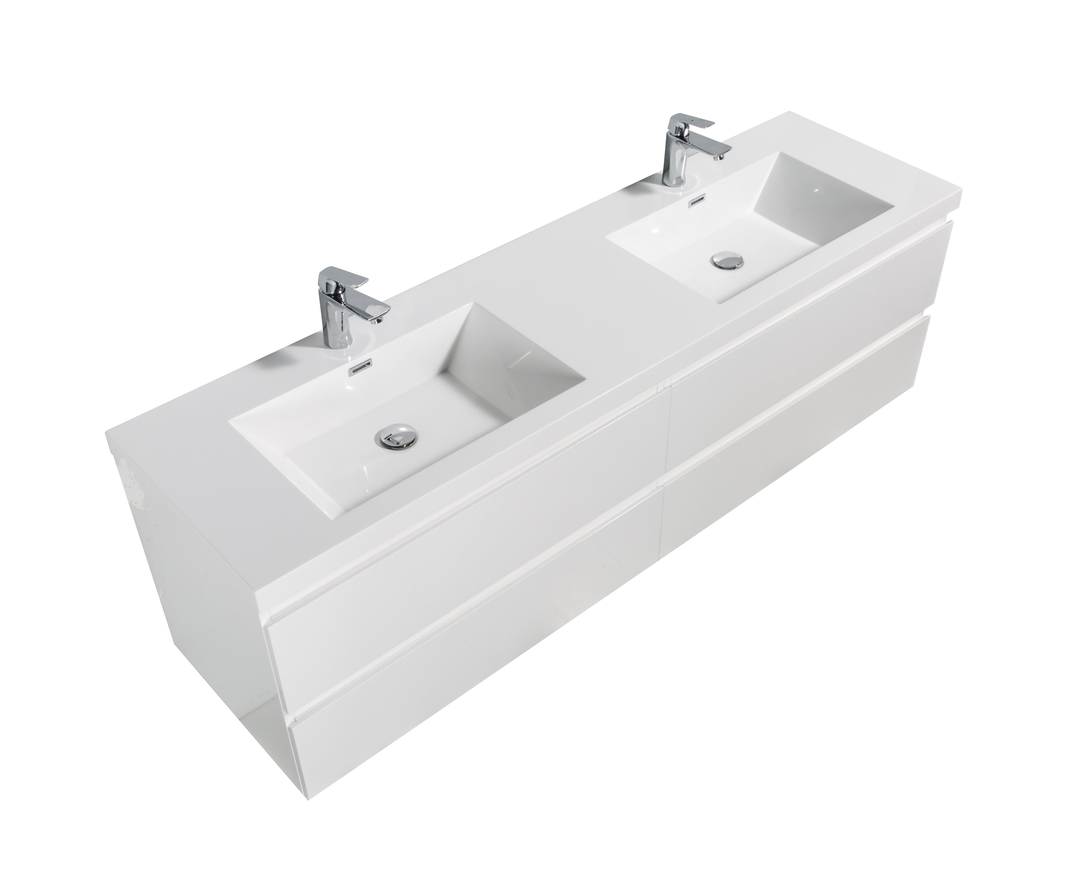 Latitude Run® Crowson 59" Wall-Mounted Double Bathroom Vanity Set ...