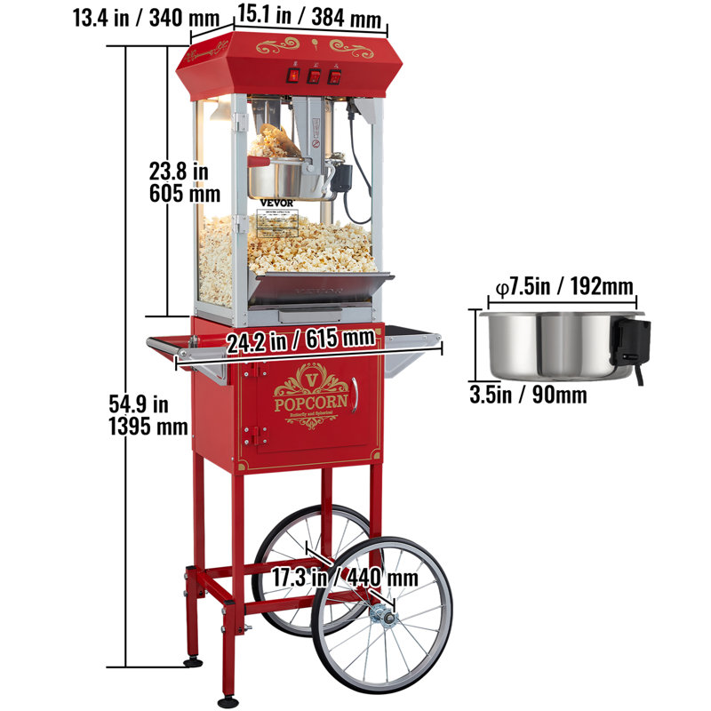 VEVOR 8 oz. Popcorn Machine with Cart & Reviews - Wayfair Canada