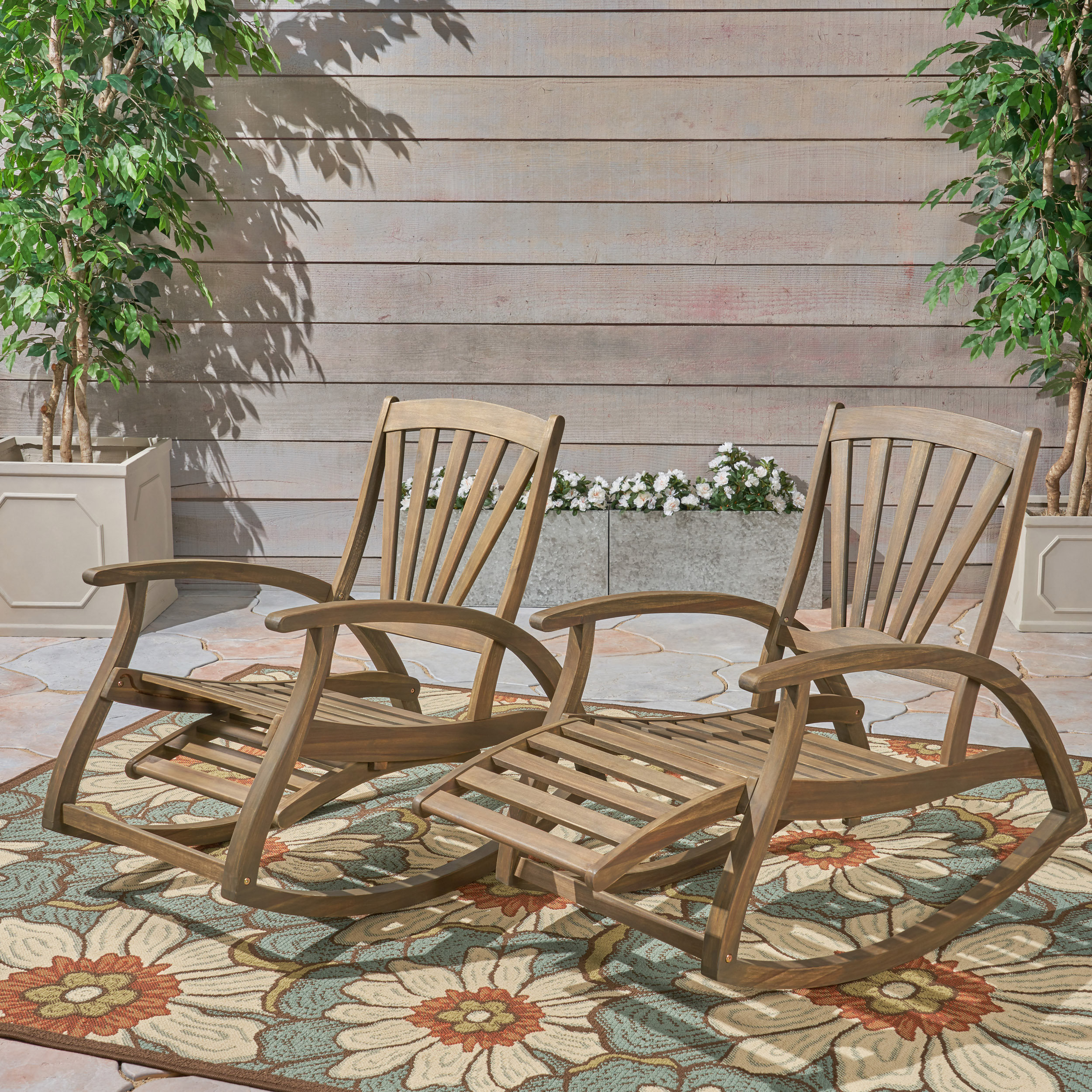 Rosecliff Heights Outdoor Sabrina Rocking Solid Wood Chair & Reviews ...
