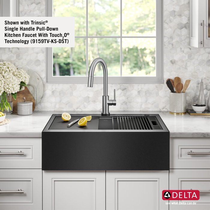 Delta Rivet™ Black Stainless Steel Retrofit Farmhouse Apron Front 16 ...