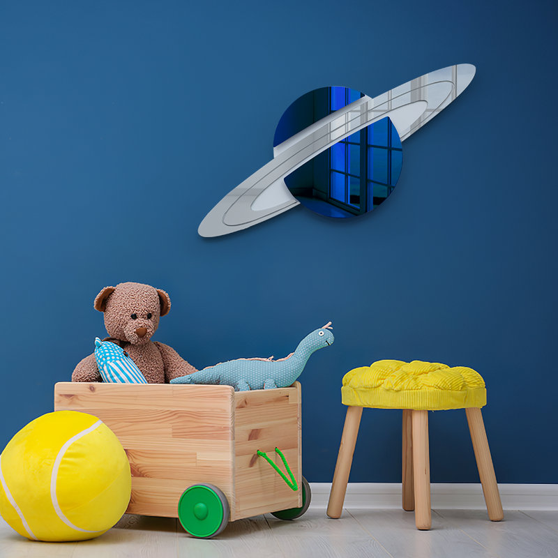 Zoomie Kids Planet Saturn Mirrored Wall Decor | Wayfair