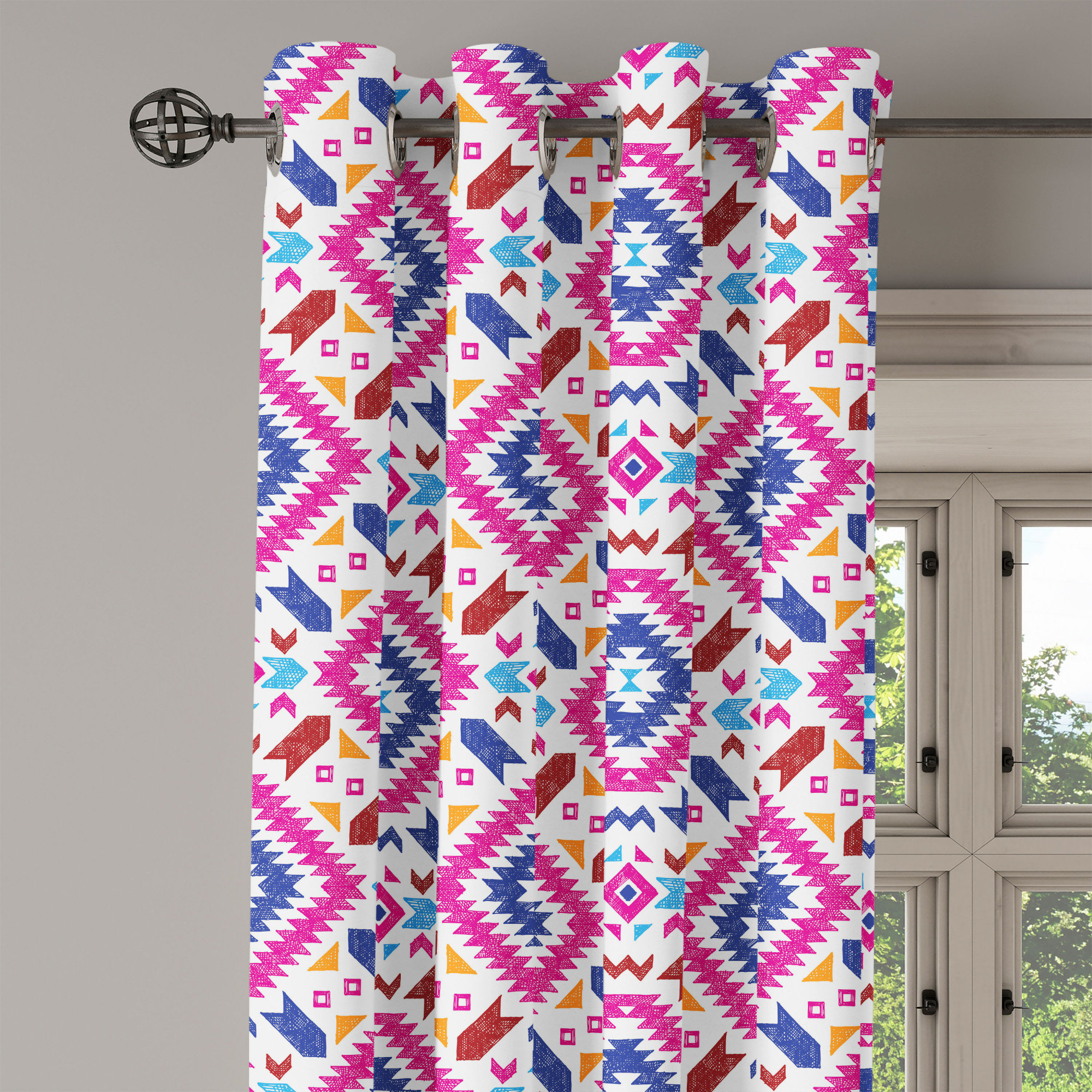 East Urban Home Sateen Geometric Blackout Grommet Single Curtain Panel ...