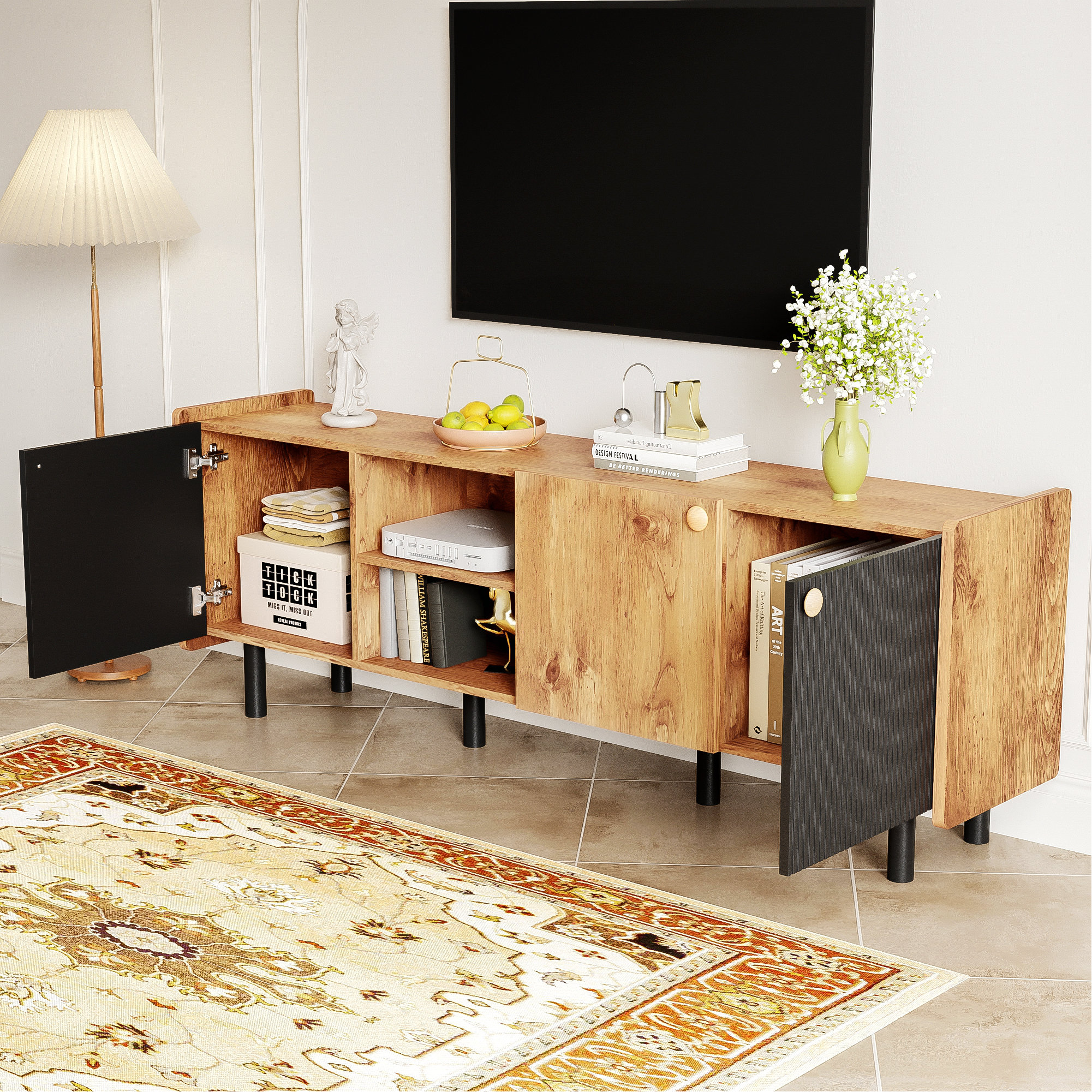 Latitude Run® TV Stand, Ntertainment Center With Storage, Media Console Table For Tvs Up To 70 ...