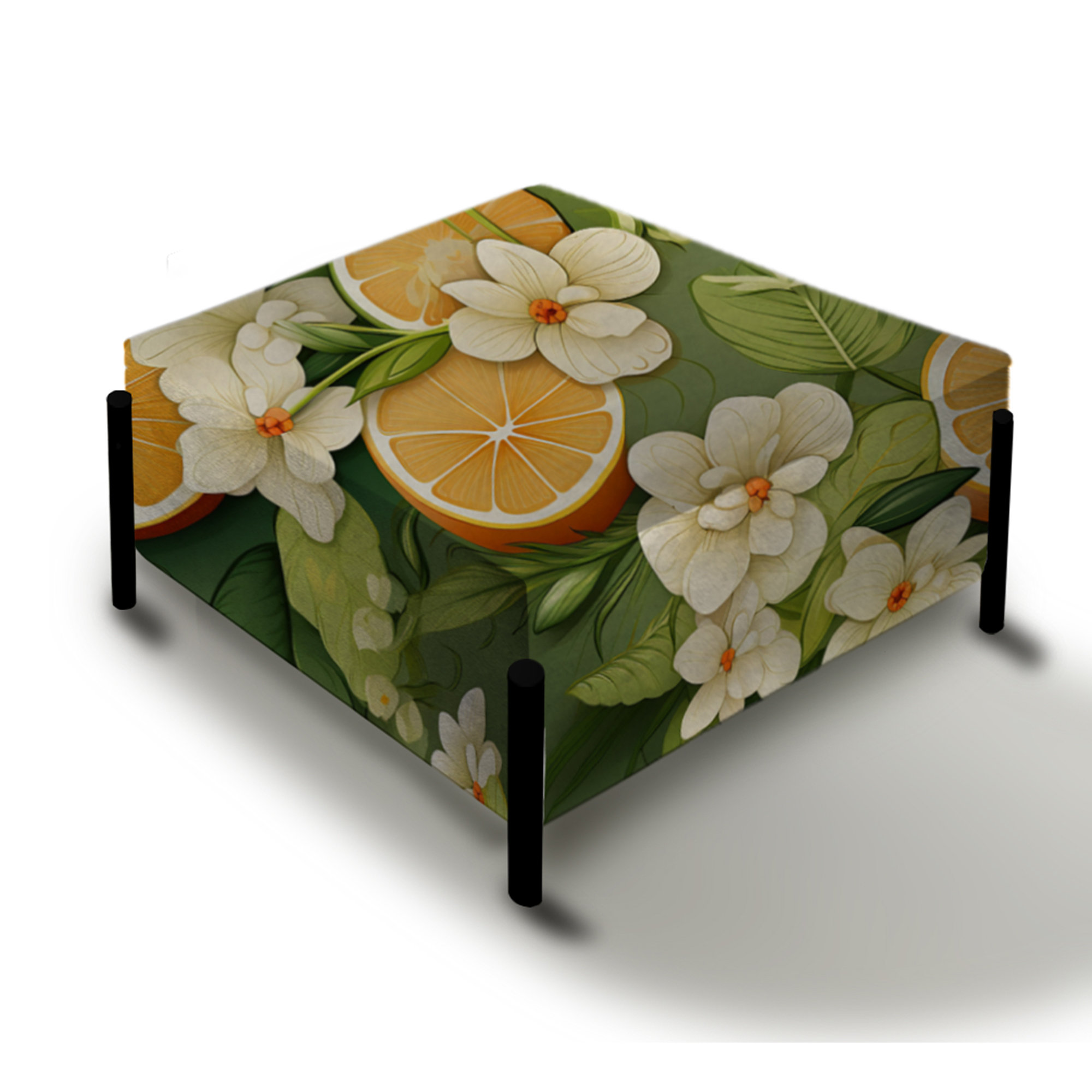 Design Art Citrus Zest Tropical Pattern - Tropical Large Square Ottoman ...