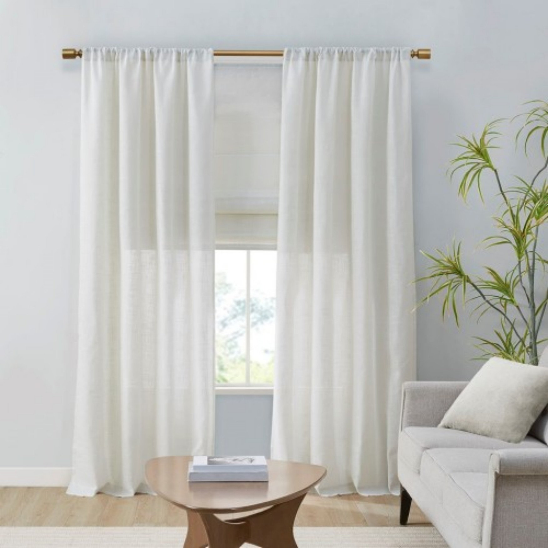 Latitude Run® Linen Blend Textured Curtain Panel, 2 Pieces | Wayfair