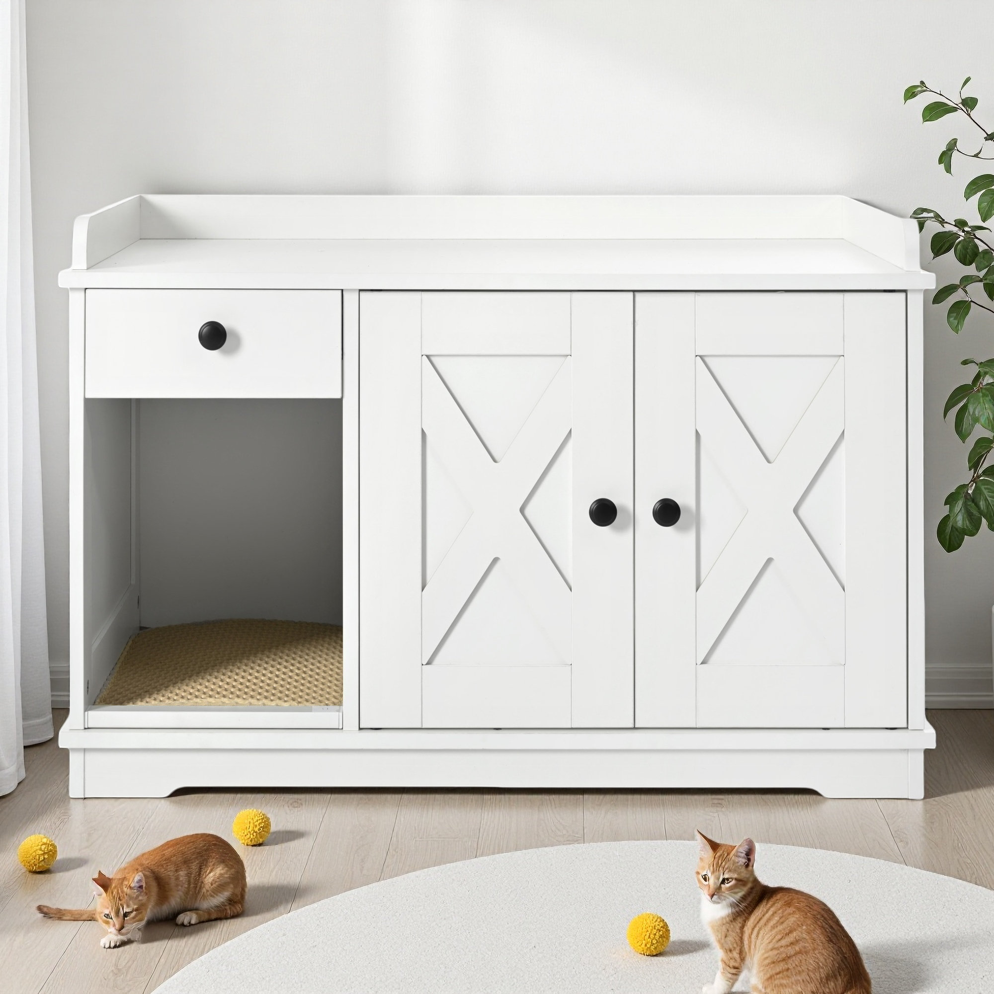 Archie & Oscar™ Farmhouse Cat Litter Box Enclosure With Storage Drawer ...