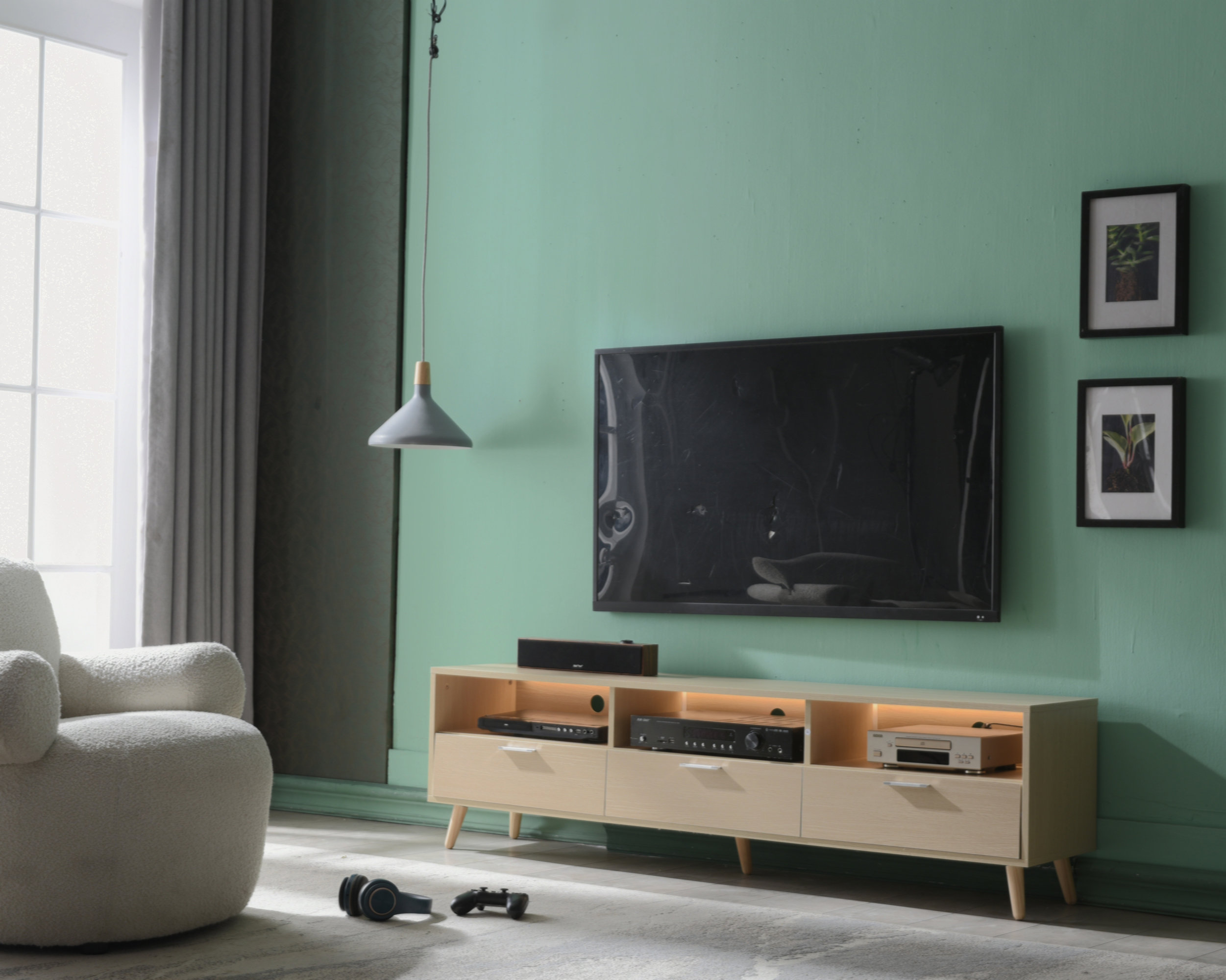 Wrought Studio™ LED TV Stand LED Entertainment Center With Storage ...