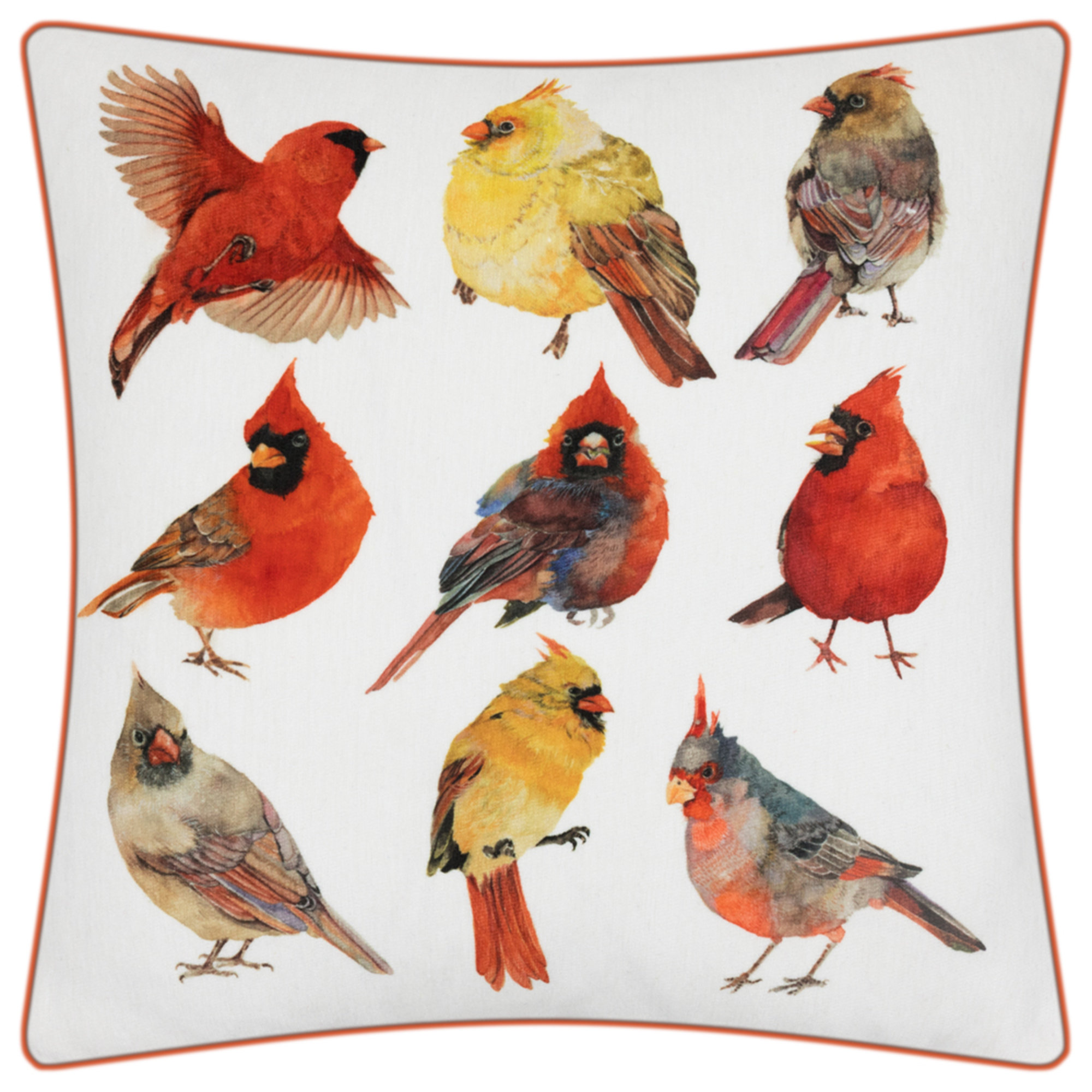 JWH Decorative Cardinal Birds Throw Pillow Cover 18x18 Inch | Wayfair